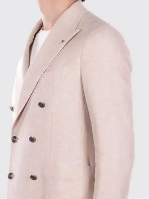 Tagliatore Double Breasted Cotton Blend Blazer - Beige