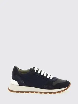 Brunello Cucinelli Suede And Nylon Sneakers With Monile - Blue