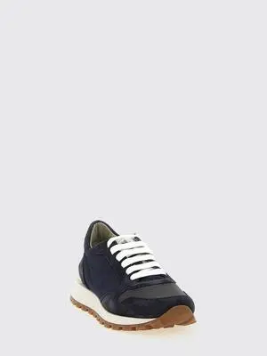 Brunello Cucinelli Suede And Nylon Sneakers With Monile - Blue