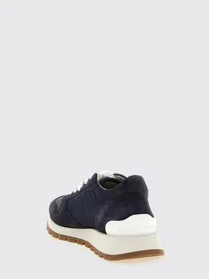 Brunello Cucinelli Suede And Nylon Sneakers With Monile - Blue