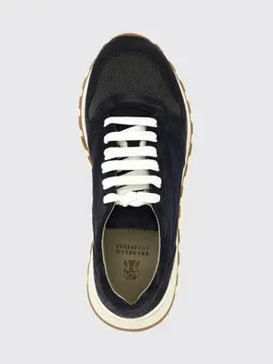 Brunello Cucinelli Suede And Nylon Sneakers With Monile - Blue