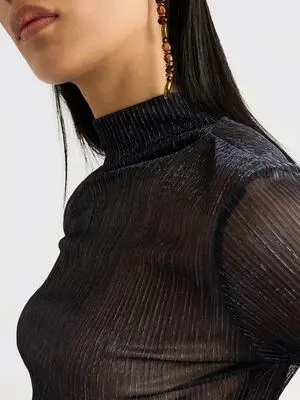 Momoni Polyester Turtleneck Top - Blue