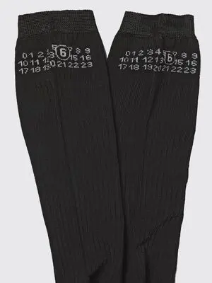 MAISON MARGIELA Cotton Blend Socks With Numbers Logo - Black