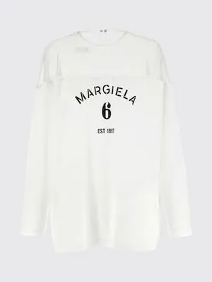 MAISON MARGIELA Cotton Jersey Long Sleeve T-shirt With Logo - White