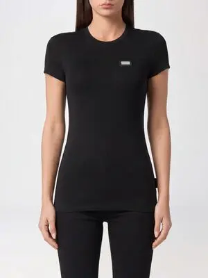 Philipp Plein Slim Fit Stretch Cotton T-shirt With Logo And Crew Neck - Black