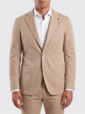 SANTANIELLO Cotton Single-breasted Blazer Biscuit