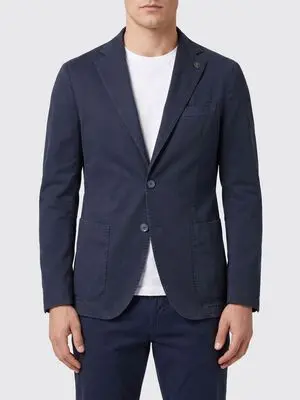 SANTANIELLO Cotton Single-breasted Blazer Blue