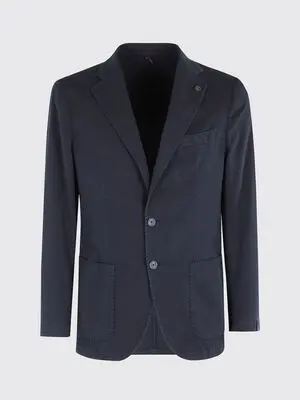 SANTANIELLO Cotton Single-breasted Blazer - Blue