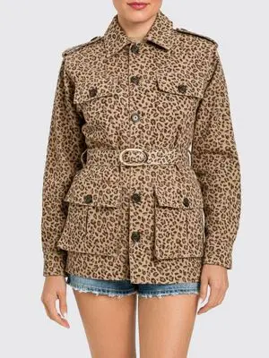 TWINSET Animal Print Cotton Safari Jacket - Coffee