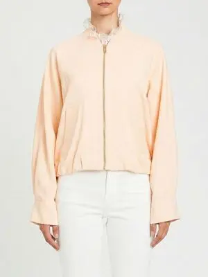 TWINSET Stretch Viscose Bomber Jacket - Peach