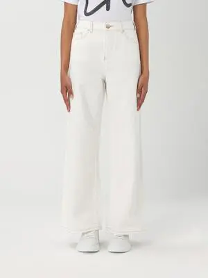 Emporio Armani Wide Leg Jeans With Contrast Stitching - White