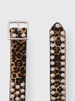 GOLDEN GOOSE Animalier Pony Hair Belt With Studs