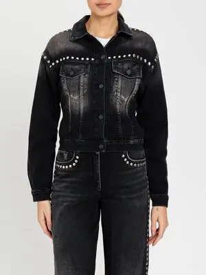 TWINSET Studded Cotton Denim Jacket - Black