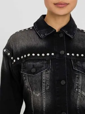 TWINSET Studded Cotton Denim Jacket