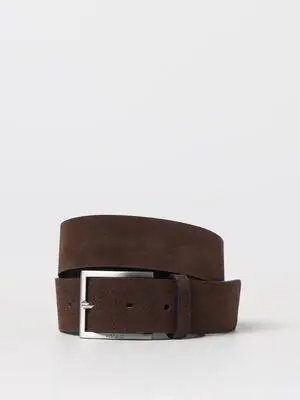 Hugo Suede Leather Belt With Pin Buckle - Mud