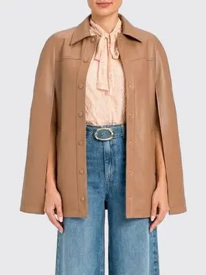 TWINSET Synthetic Leather Cape Jacket - Camel