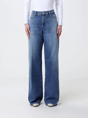 7 For All Mankind Wide Leg Cotton Denim Jeans - Blue