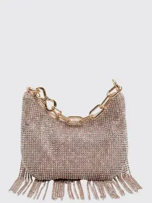 TWINSET Satin Bag With All-over Crystals And Fringes - Peach