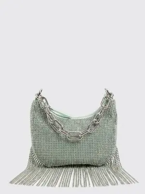TWINSET Satin Bag With All-over Crystals And Fringes - Water