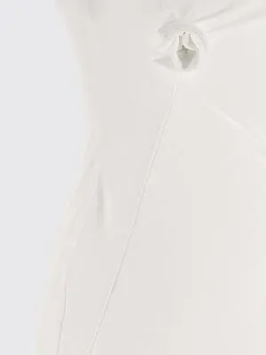 Coperni Asymmetrical Mini Dress With Embroidered Flower Appliqu