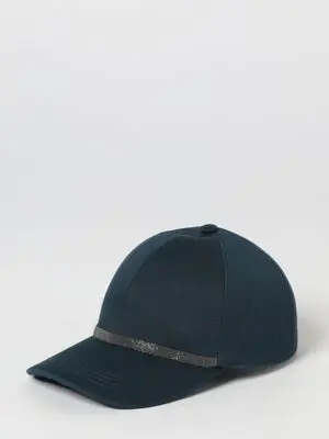 Brunello Cucinelli Cotton Twill Baseball Cap With Monile Embellishment - Blue