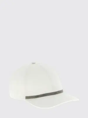 Brunello Cucinelli Cotton Twill Baseball Cap With Monile Embellishment - White