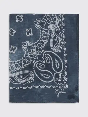 GOLDEN GOOSE Abstract Print Silk Bandana With A Paisley Motif - Denim