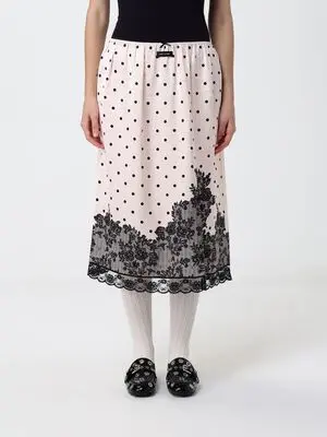 Marc Jacobs Polka Dot Midi Skirt With Lace Inserts