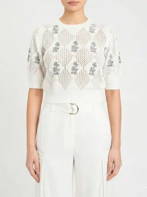 TWINSET Knit Top With Floral Motif - Multicolor