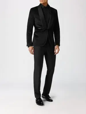 Philipp Plein Velvet Smoking Blazer With Satin Shawl Collar