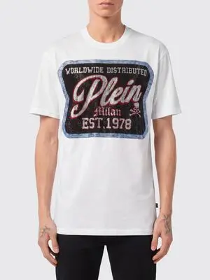 Philipp Plein Short-sleeved Cotton T-shirt With Contrasting Logo Print - White