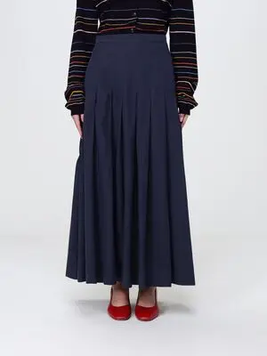 Paul Smith Pleated Cotton Blend Skirt - Blue