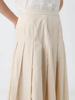 Paul Smith Pleated Cotton Blend Skirt - Cream