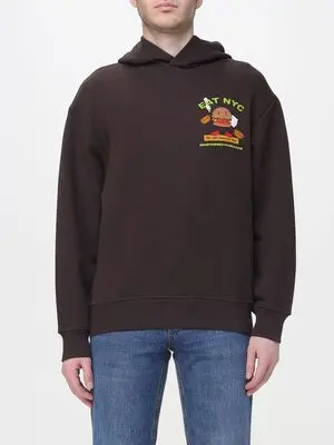 Emporio Armani Cotton Printed Hoodie - Brown