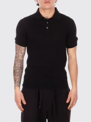 Tagliatore Cotton Knit Polo Shirt - Black