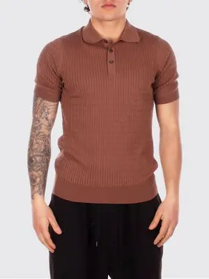 Tagliatore Cotton Knit Polo Shirt - Brown