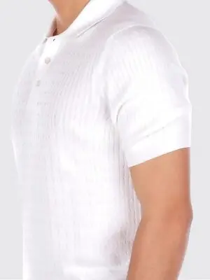 Tagliatore Cotton Knit Polo Shirt - White