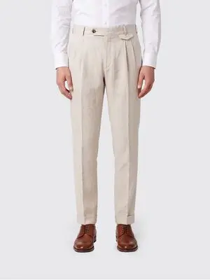 SANTANIELLO Cotton And Linen Tailored Trousers - Mastic