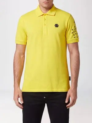 Philipp Plein Cotton Polo Shirt With Skull Monogram Print And Hexagon Logo - Yellow