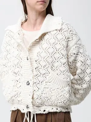 Blumarine Crochet Cotton Knit Cardigan