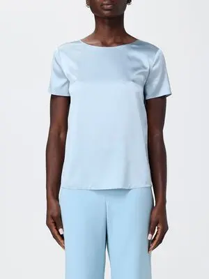 Emporio Armani Stretch Silk Satin Blouse - Blue