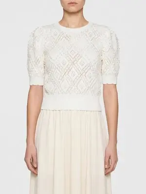 TWINSET Perforated Cotton Knit With - Pearl