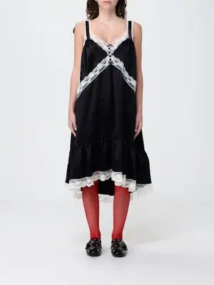 Marc Jacobs Satin Slip Dress With Lace Inserts - Black