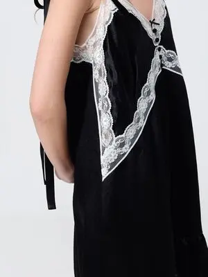 Marc Jacobs Satin Slip Dress With Lace Inserts