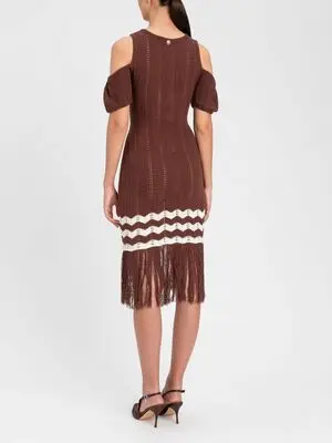 TWINSET Cotton Knit Dress With Fringes
