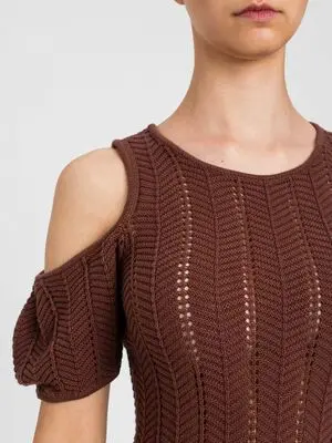 TWINSET Cotton Knit Dress With Fringes