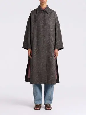Momoni Jacquard Viscose Oversize Coat - Brown