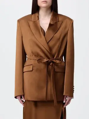 Andamane Satin Blazer With Belt - Bronze