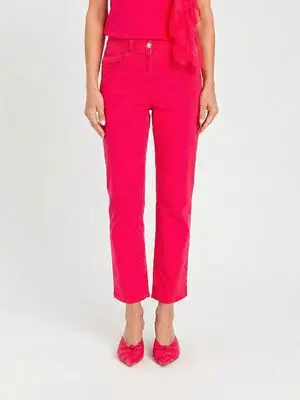 TWINSET Stretch Cotton Cropped Trousers - Fuchsia