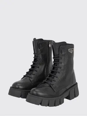 Philipp Plein Grained Leather Lace-up Combat Boots With Lug Sole